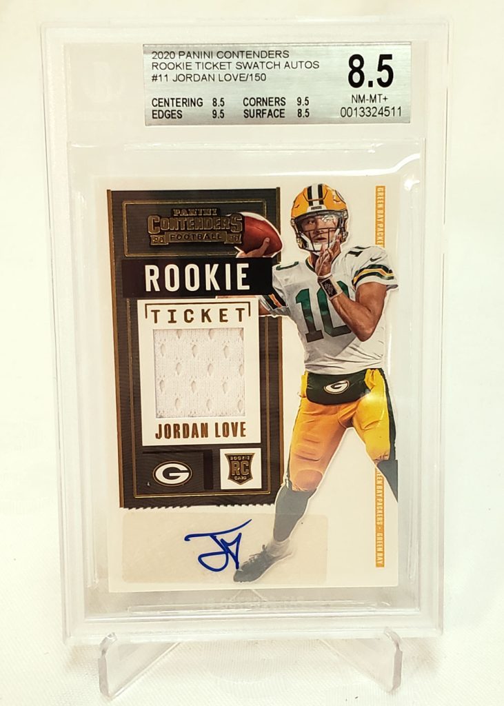 2020 Jordan Love Panini 11 Rookie Ticket Swatch Beckett 8.5 - SWIT Sports